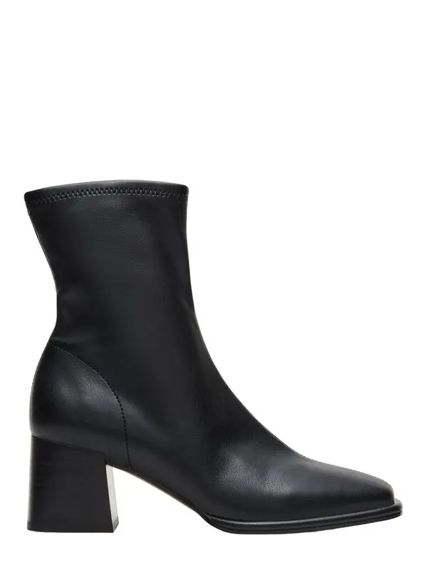 Steve Madden Block Heel Ankle Booties With Square Toe - Black
