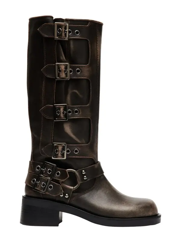 Steve Madden Rocky Knee High Boots - Brown Distressed