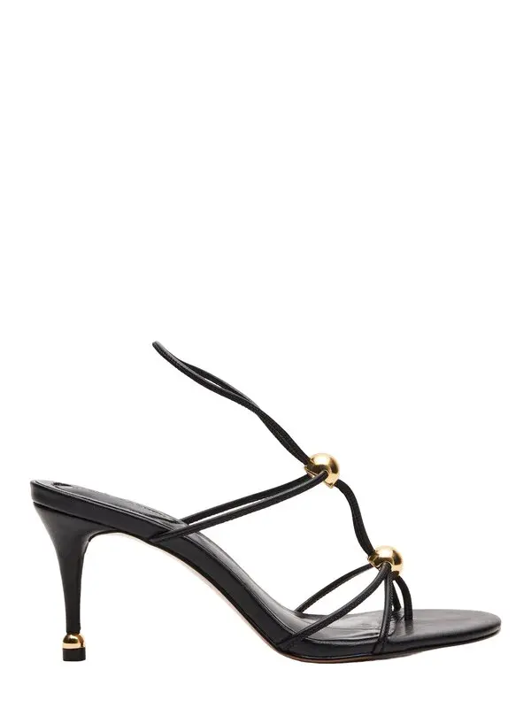 Steve Madden Ramos Thong Stiletto Heels With Gold Tone Hardware - Black