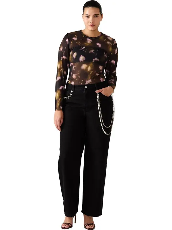 Steve Madden Embellished Wide-leg Denim Jeans - Black