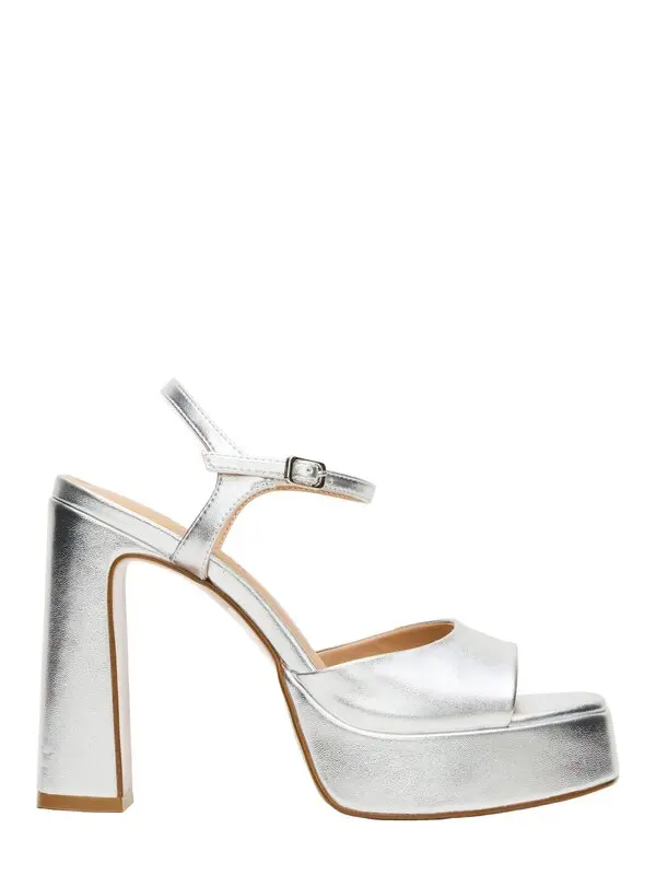 Steve Madden Platform Block Heel Sandals - Silver