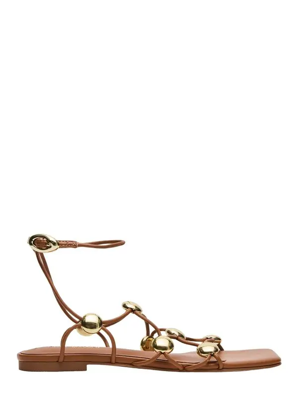 Steve Madden Strappy Embellished Square Toe Sandals - Cognac