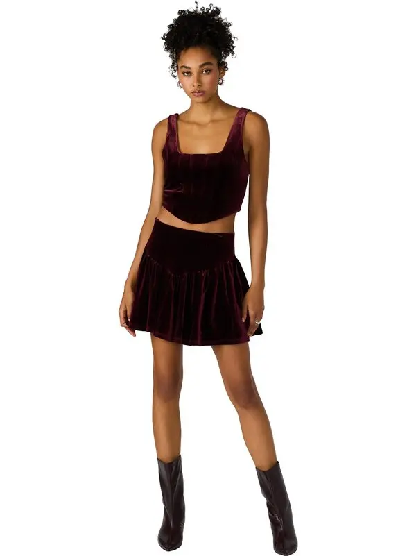 Steve Madden Jayla Velvet Mini Skirt - Wine