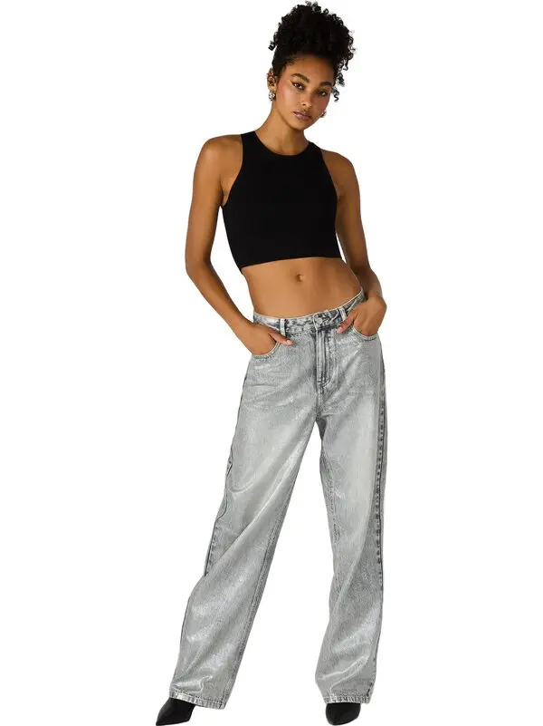 Steve Madden Zo Jean Straight Leg Jeans - Silver