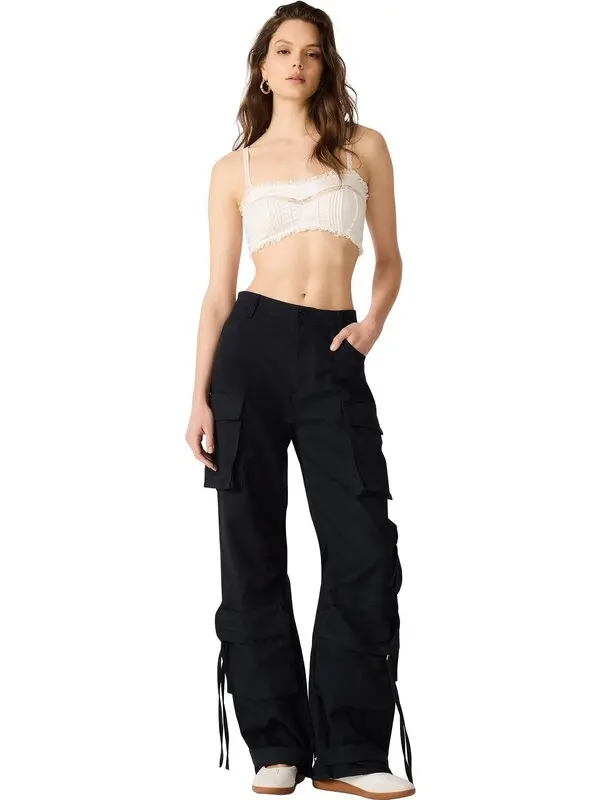 Steve Madden Duo Cargo Wide Leg Pants - Black