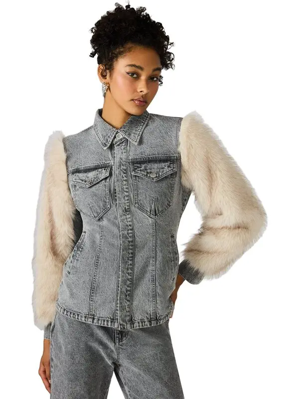 Steve Madden Parker Denim Jacket - Fog