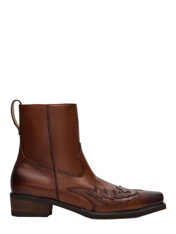 Steve Madden Santana Leather Ankle Boots - Brown
