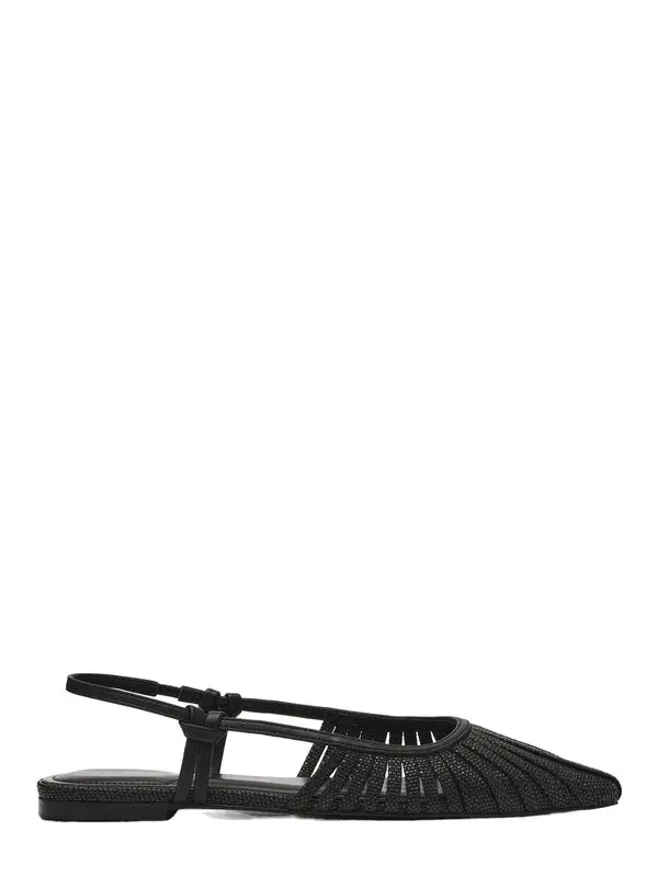 Steve Madden Pointed Toe Flats - Black Raffia