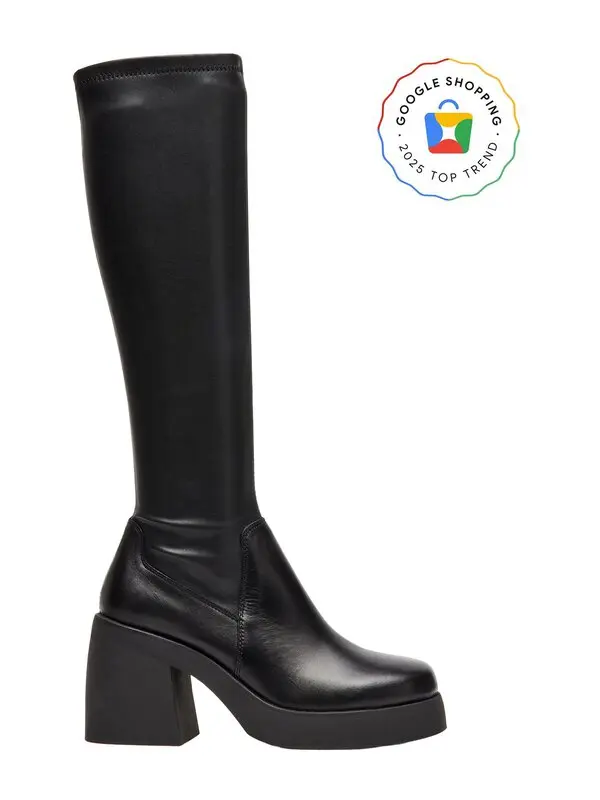 Steve Madden Berkleigh Square Toe Knee High Platform Boots - Black