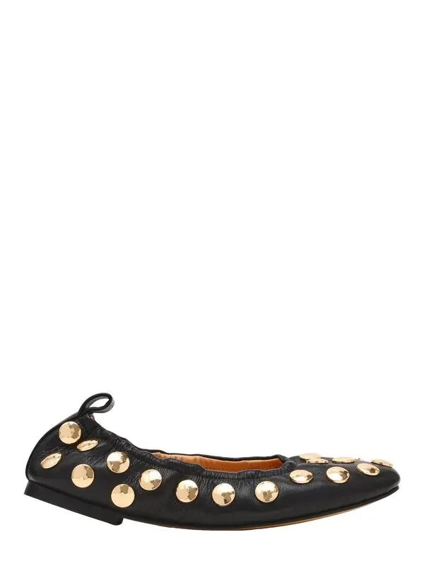 Steve Madden Lanta Gold Detail Flats - Black