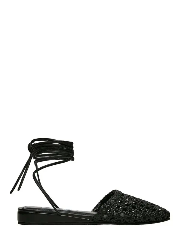 Steve Madden Flutter Woven Lace-up Flats - Black