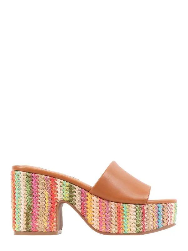 Steve Madden Trippy Platform Mule Sandals - Multi Raffia