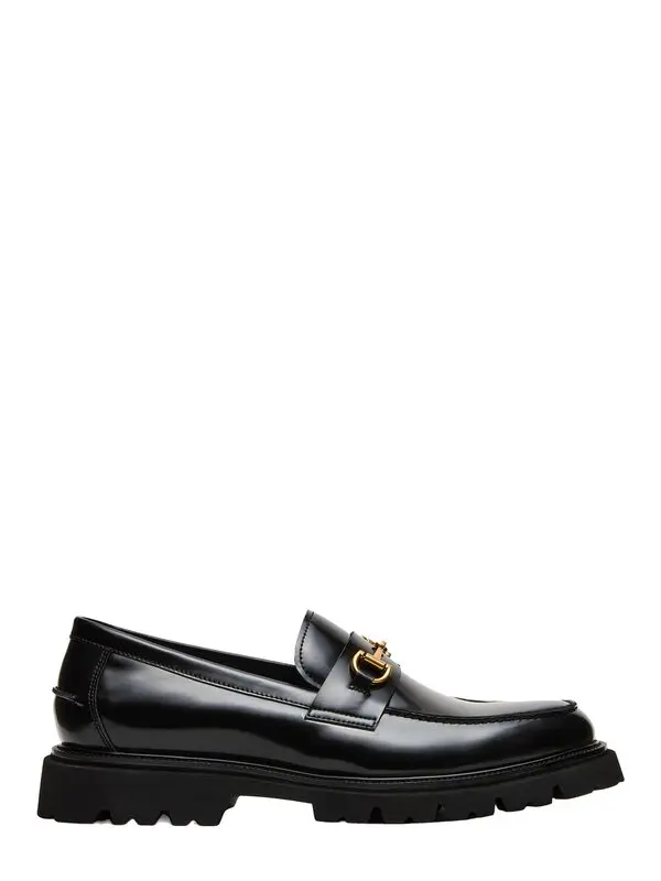 Steve Madden Naxos Leather Slip-on Loafers With Horsebit Hardware - Black