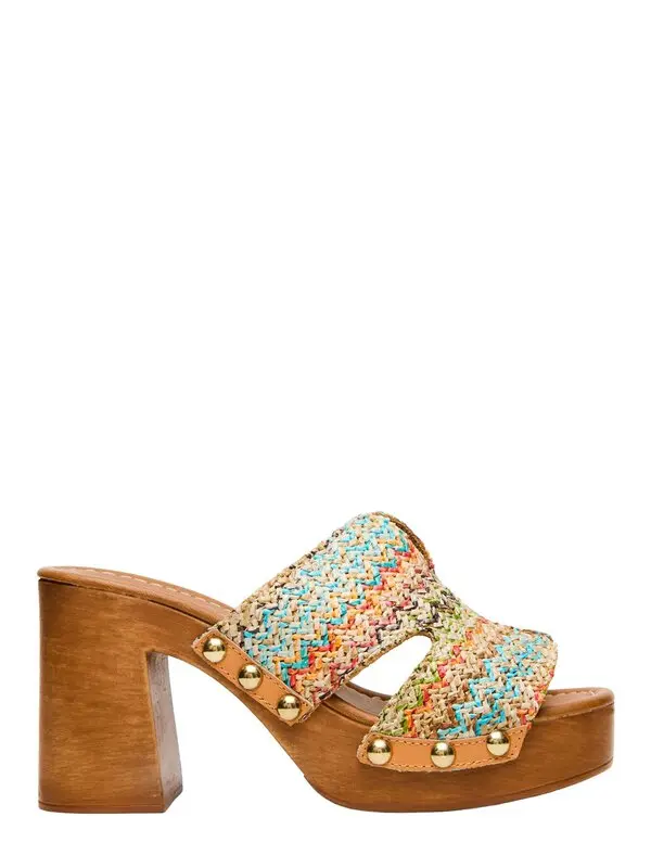 Steve Madden Sunkissed Platform Block Heel Sandals - Multi Raffia