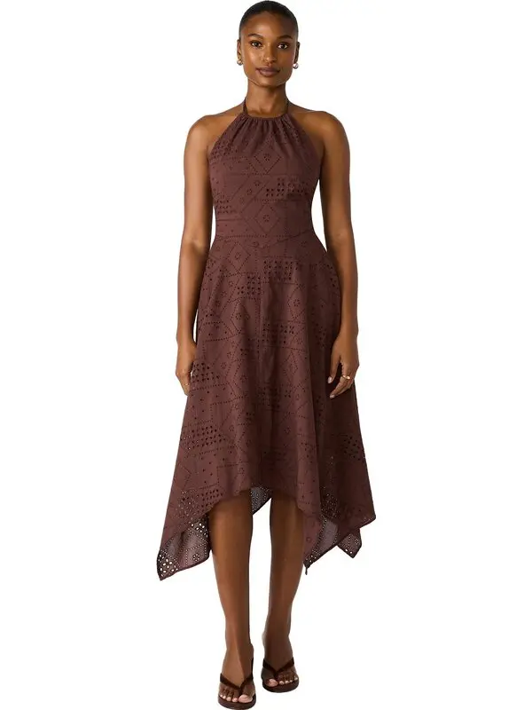 Steve Madden Dalina Sleeveless Halterneck Midi Dress - Walnut