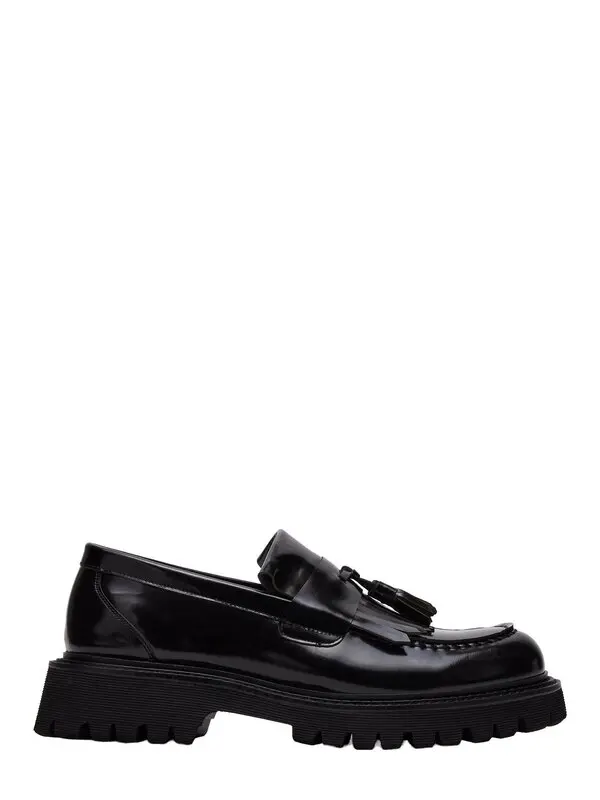 Steve Madden Zev Tassel Lug Loafers - Black Box