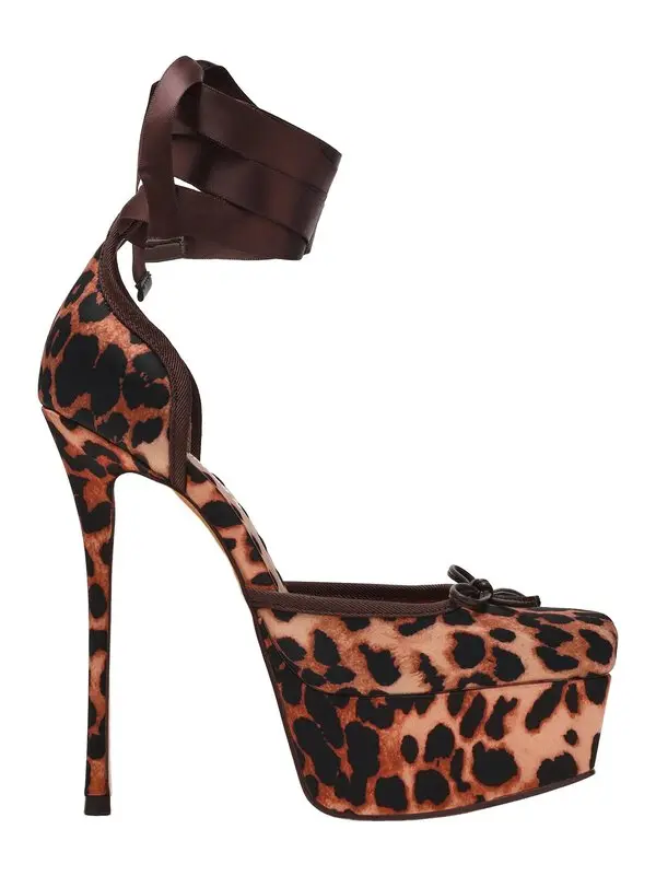 Steve Madden Leopard Print Strappy Platform Heels - Leopard Satin