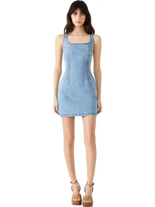 Steve Madden Noelle Sleeveless Denim Mini Dress - Forever Blue
