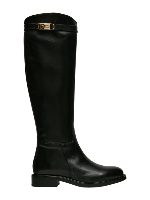 Steve Madden Bexley Knee High Boots With Buckle Detail - Black