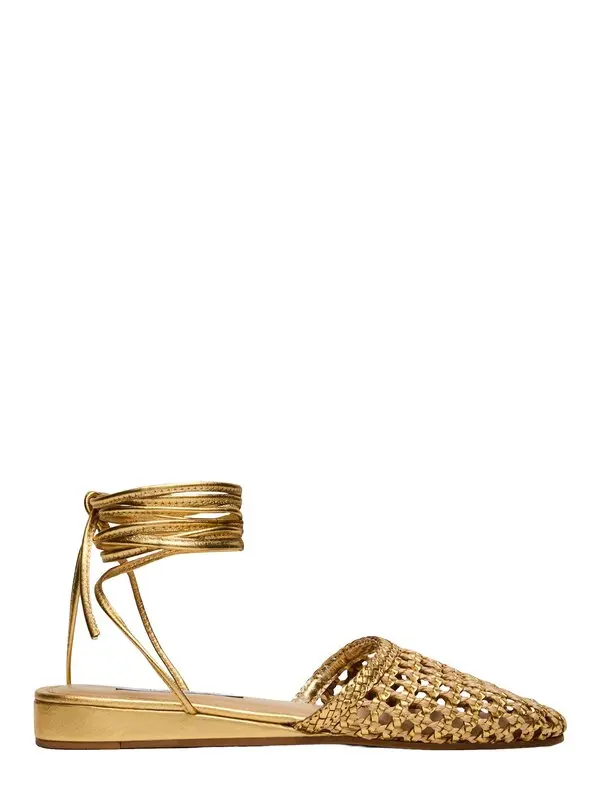 Steve Madden Flutter Gold Lace-up Flats - Natural Gold