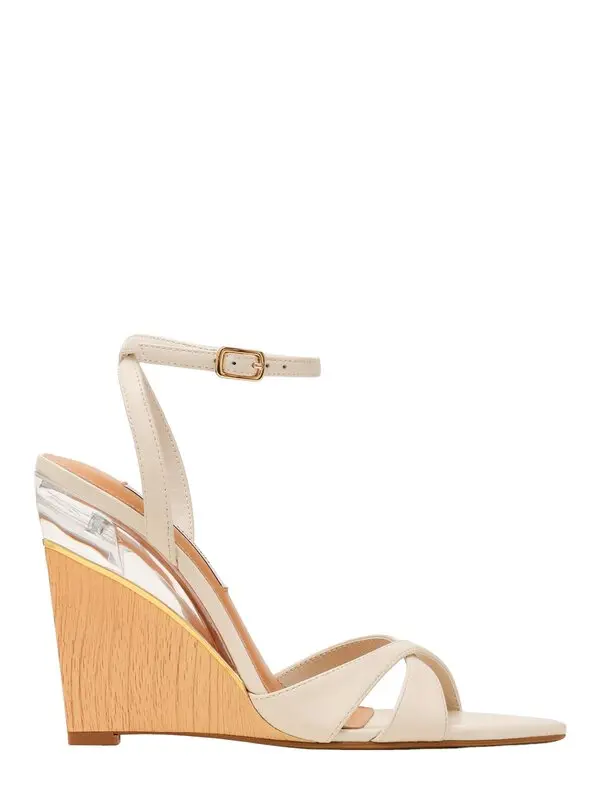 Steve Madden Sorynn Wedge Heels With Gold Detail - Bone