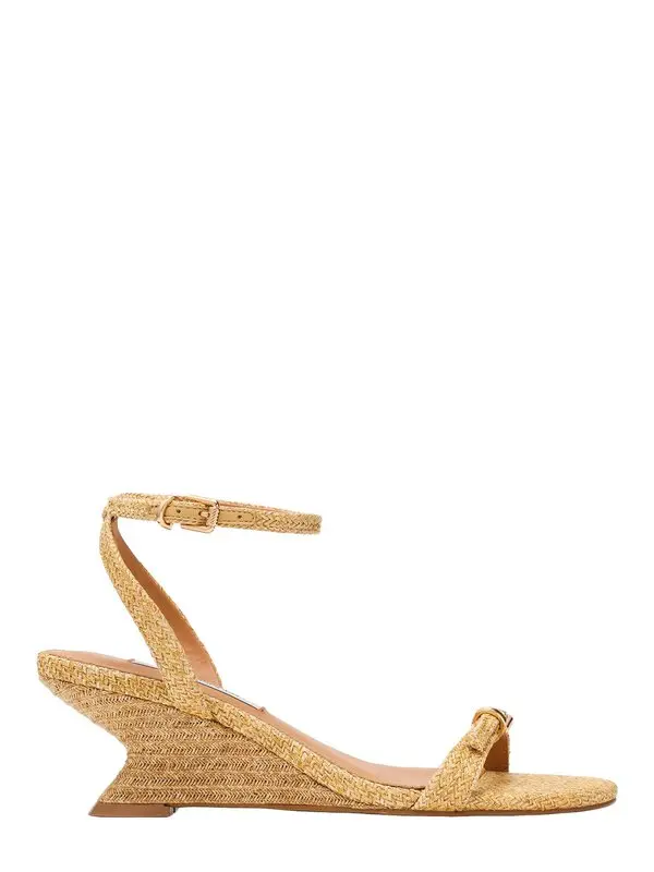 Steve Madden Zaloma Gold Detail Wedge Heels - Raffia