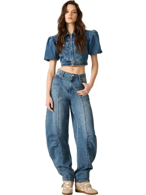 Steve Madden Austin High-rise Barrel Jeans - Blue Heather