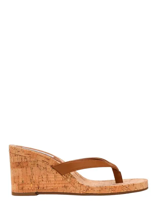 Steve Madden Wedge Thong Sandals With Cork Sole - Tan