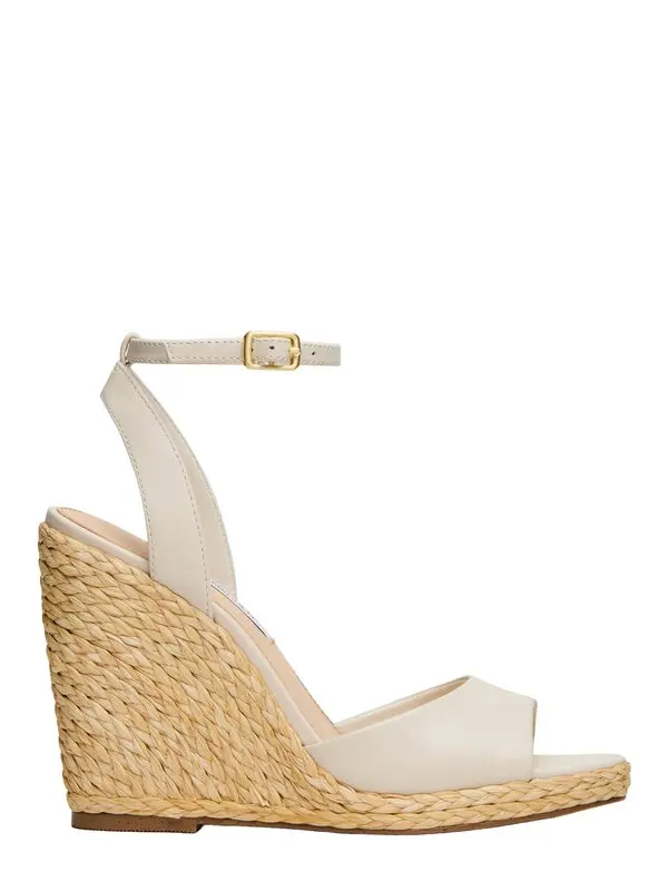 Steve Madden Devin Leather Espadrille Wedge Sandals - Bone
