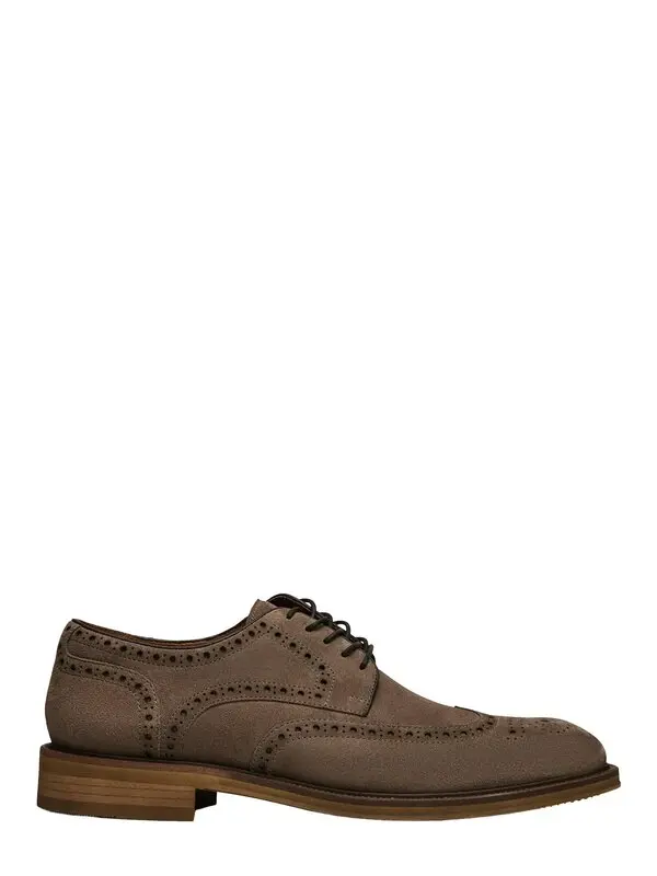 Steve Madden Esteban Perforated Suede Dress Shoes - Grey