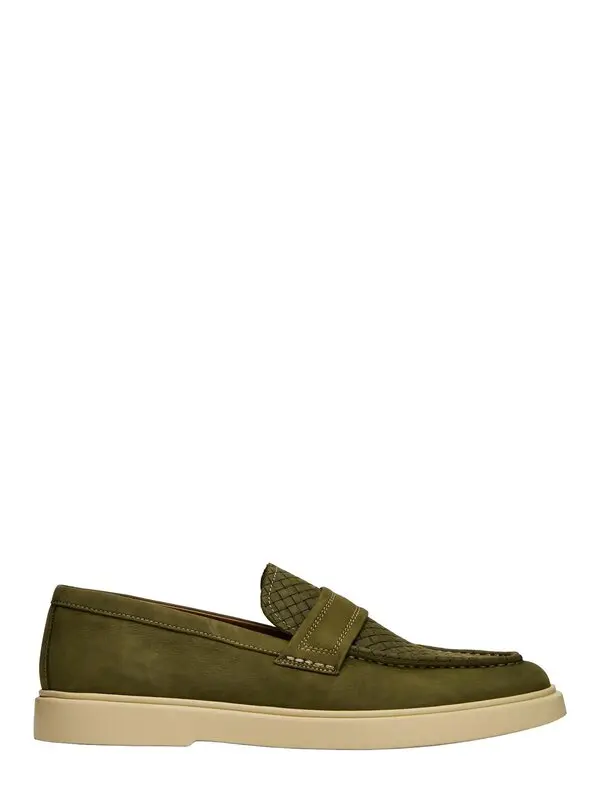 Steve Madden Woven Detail Slip-on Loafers - Olive