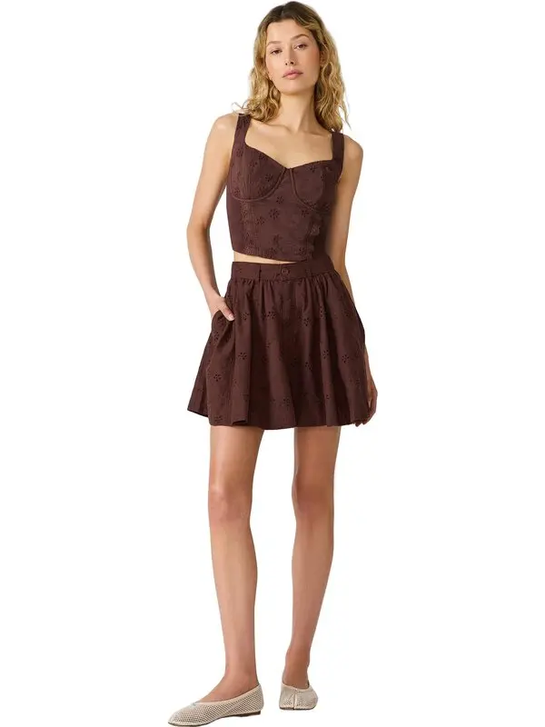 Steve Madden Vanny Eyelet Mini Skirt - Walnut