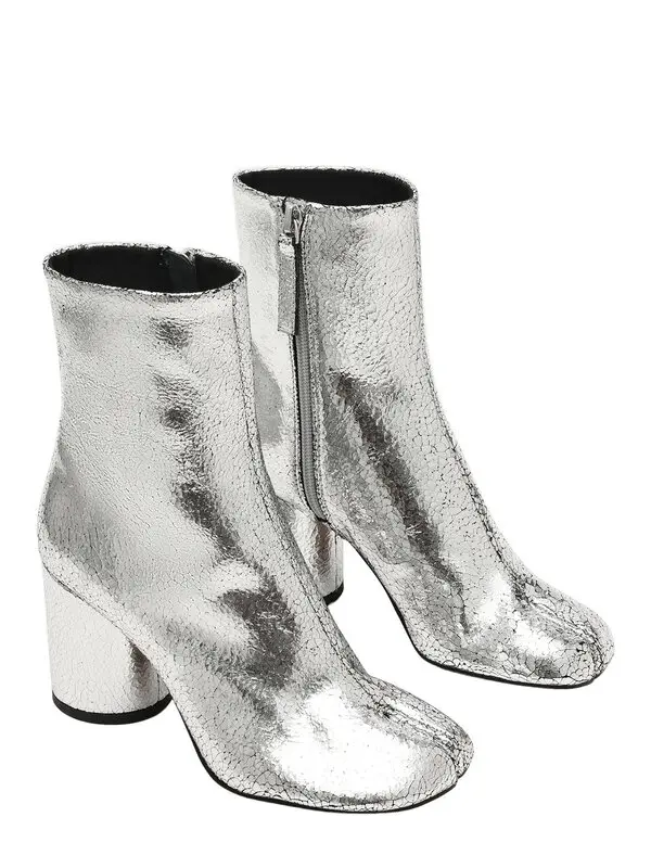 Steve Madden Caro Block Heel Booties - Silver Crinkle