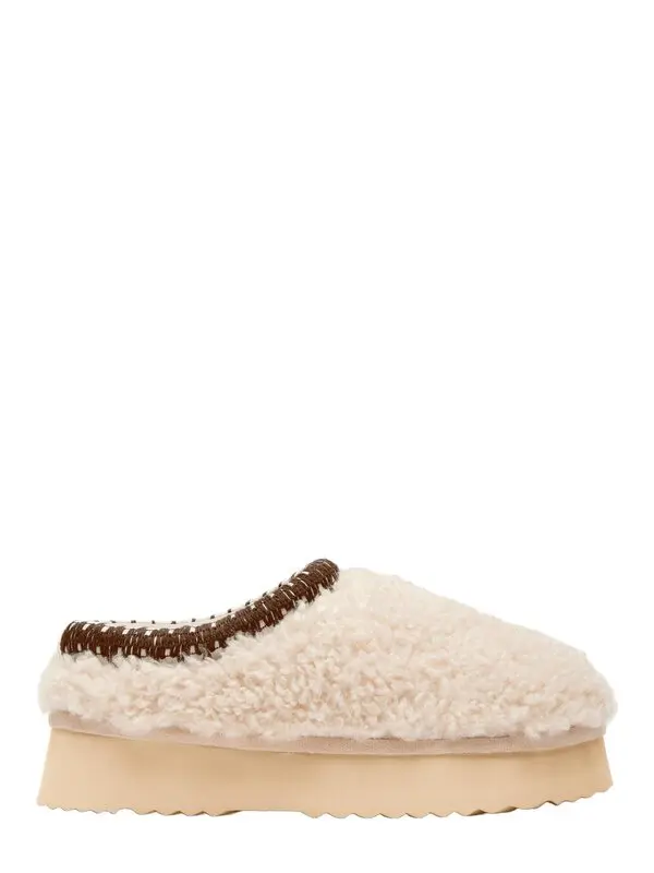 Steve Madden Selena Faux Shearling Slip-on Flats - Natural