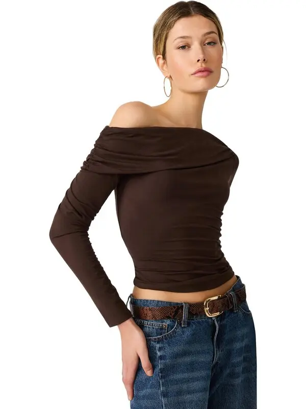 Steve Madden Ryder Knit Top Long Sleeve - Walnut