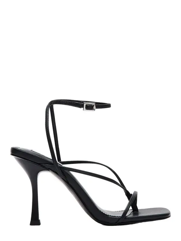 Steve Madden Annie Strappy Stiletto Thong Heels - Black