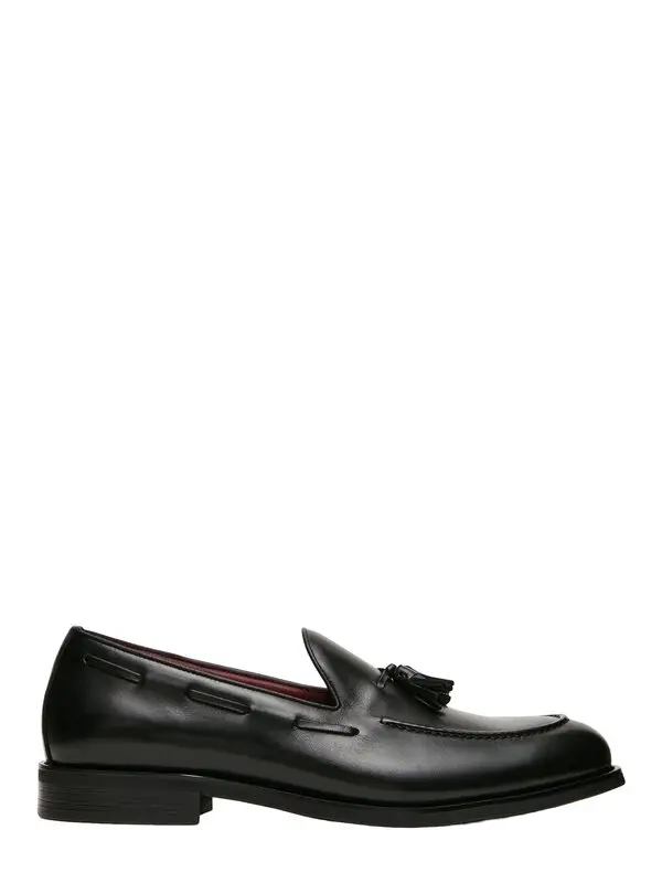 Steve Madden Ezzo Leather Slip-on Loafers With Tassel Detail - Black