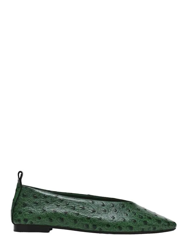 Steve Madden Swanky Ostrich Pointed Toe Flats - Green