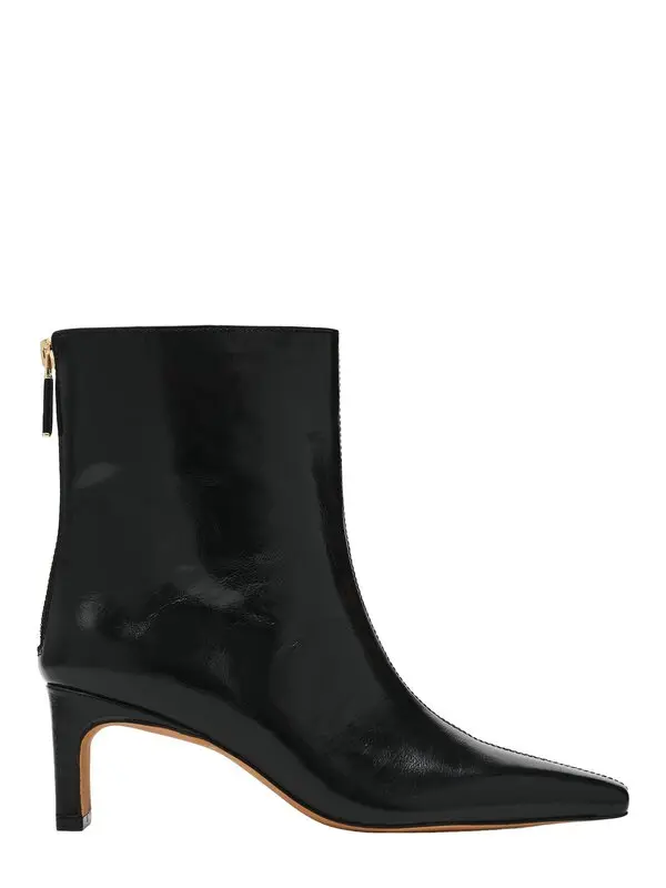 Steve Madden Jamiyah Square Toe Leather Ankle Booties - Black