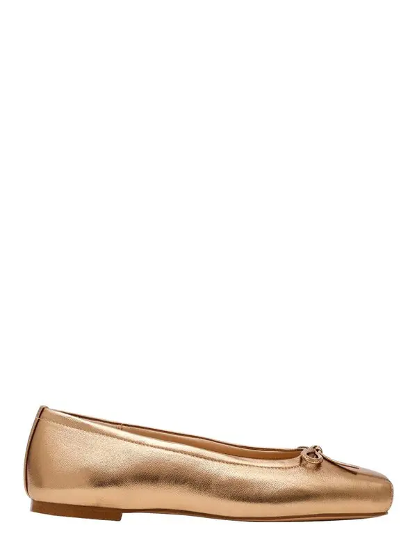 Steve Madden Eleve Square Toe Flats With Bow Detailing - Bronze