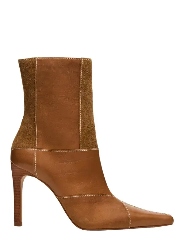 Steve Madden Trial Vintage Tan Patchwork Ankle Booties - Tan Multi