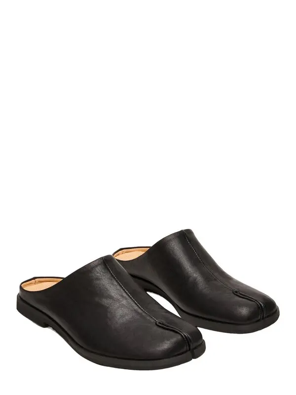 Steve Madden Tino Leather Slip-on Flats With Tabi Toe - Black