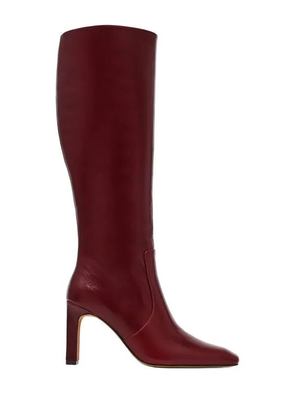 Steve Madden Leather Block Heel Boots - Wine