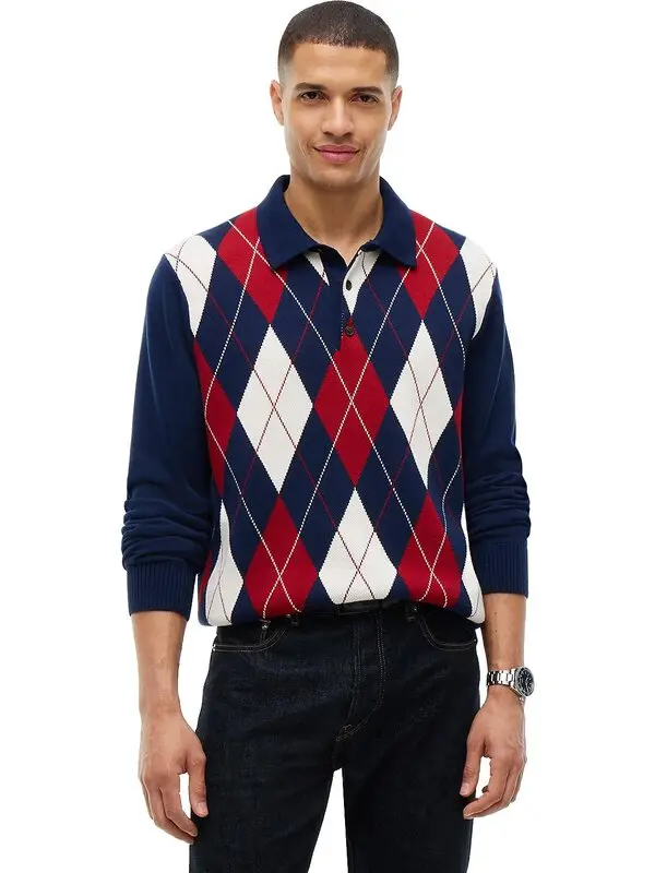 Tommy Hilfiger Argyle Sweater Polo - Carbon Navy