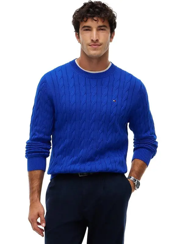 Tommy Hilfiger Cable Knit Crewneck Sweater - Cobalt