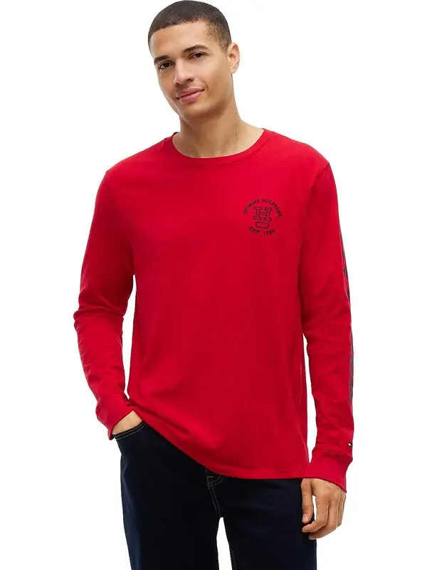 Tommy Hilfiger Long-sleeve Hilfiger Logo T-shirt - Medium Red