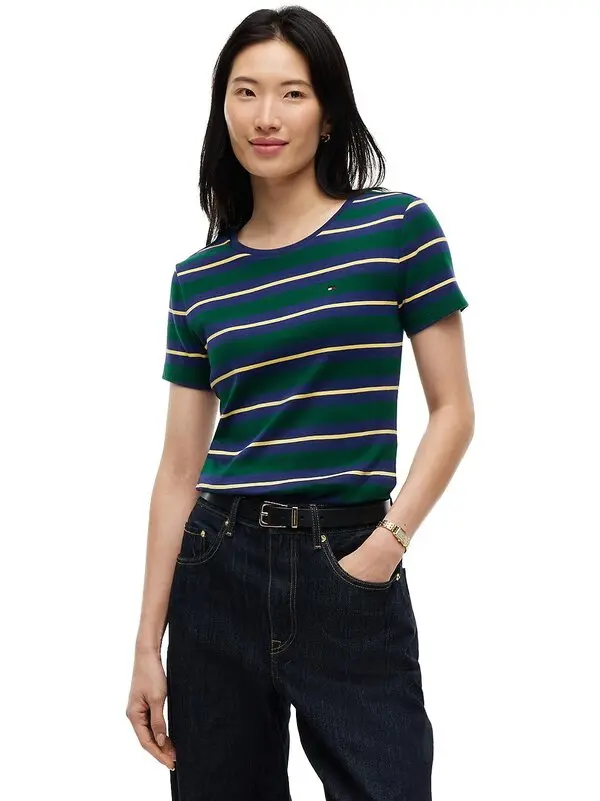 Tommy Hilfiger Striped Crewneck T-shirt - Emerald Multi
