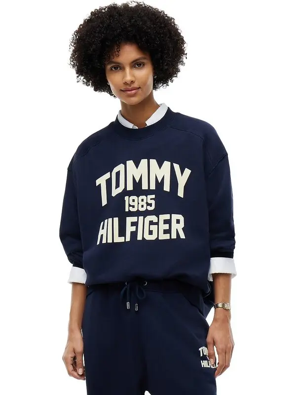 Tommy Hilfiger Relaxed Fit Varsity Logo Sweatshirt - Navy