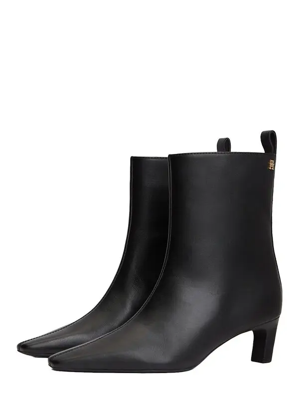 Tommy Hilfiger Leather Kitten-heel Ankle Boot - Black