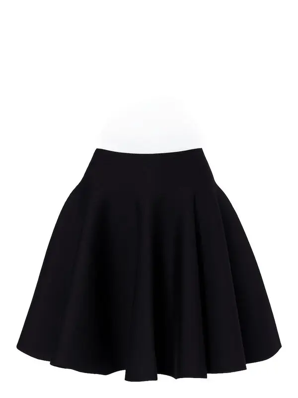 Alaïa Flared Wool-blend Miniskirt - Black